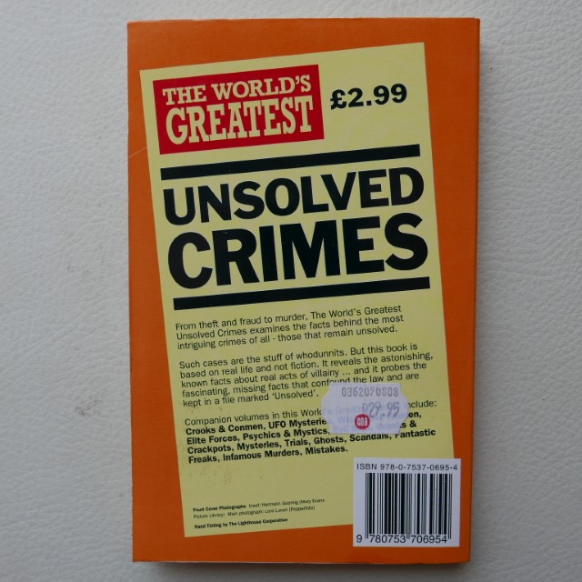 The World’s Greatest Unsolved Crimes by Roger Boar & Nigel Blundell ...