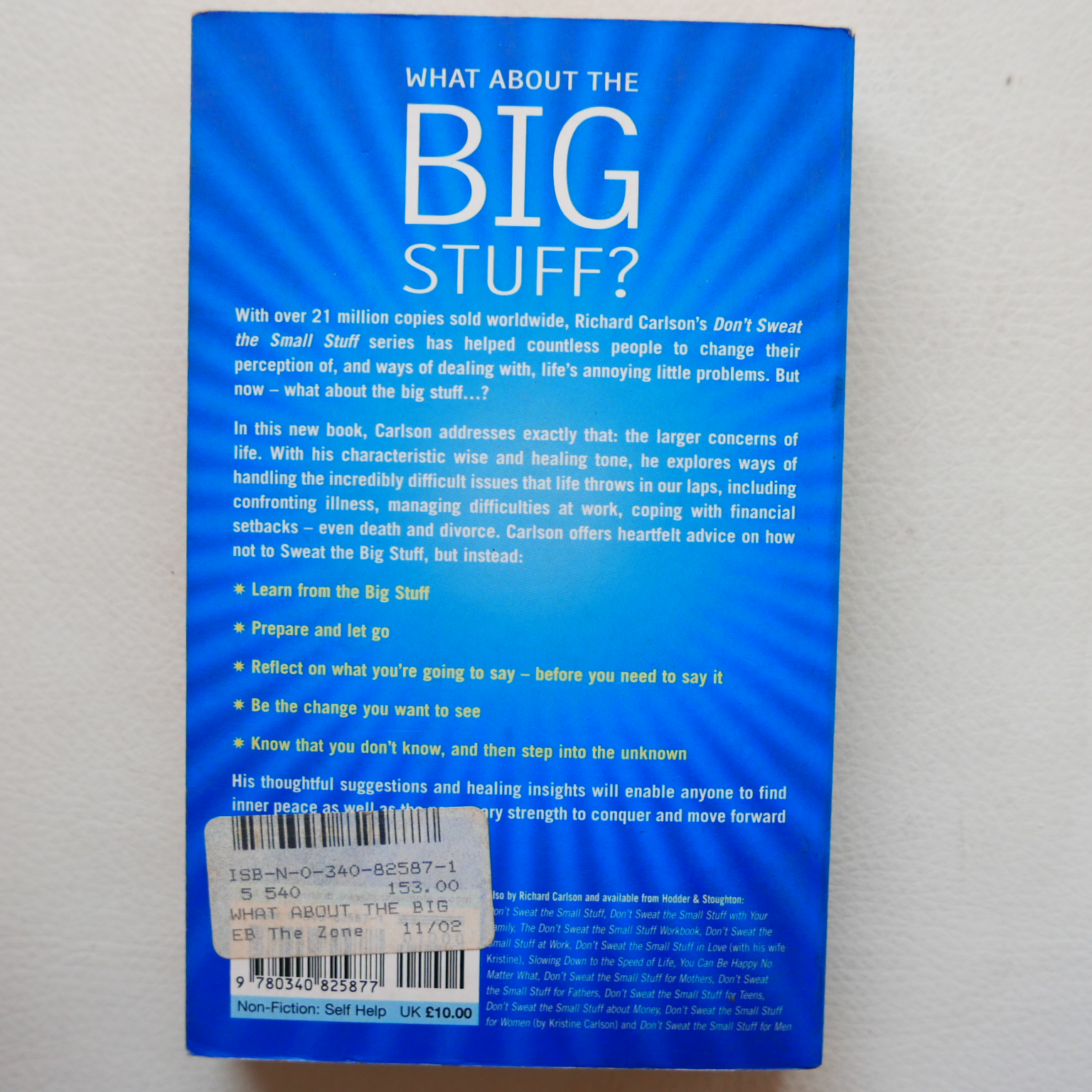 What About the Big Stuff? by Richard Carlson - The Crazy Book Inn