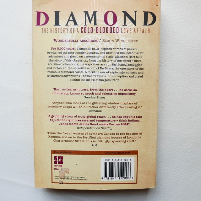 Diamond :The History of a Cold-Blooded Love Affair by Matthew Hart ...