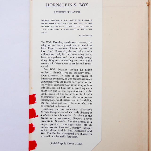 Hornstein’s Boy by Robert Traver – 1st Edition 1962 - The Crazy Book Inn